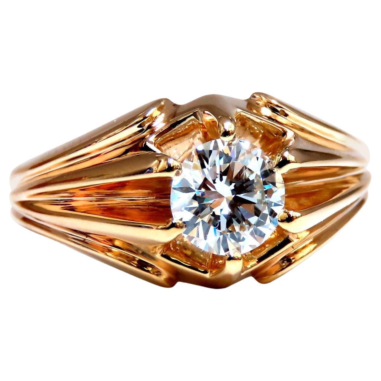 GIA Certified 1.02 Carat Natural Round Diamond Solitaire Mens Ring 14 ...