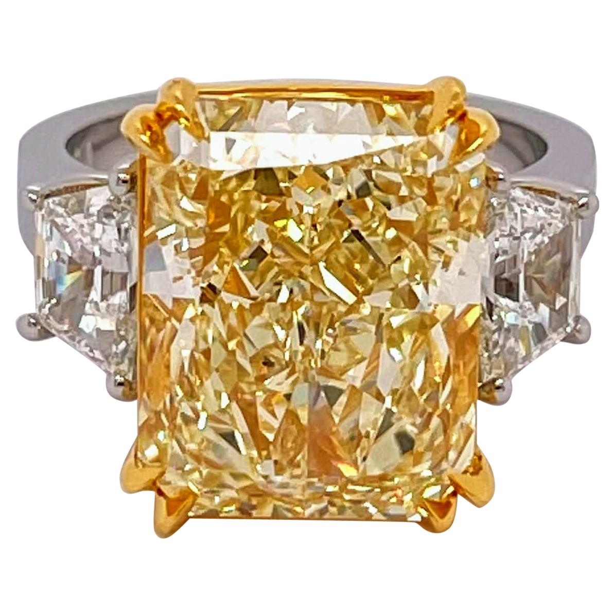 Radiant Cut Fancy Yellow Diamond Ring at 1stDibs