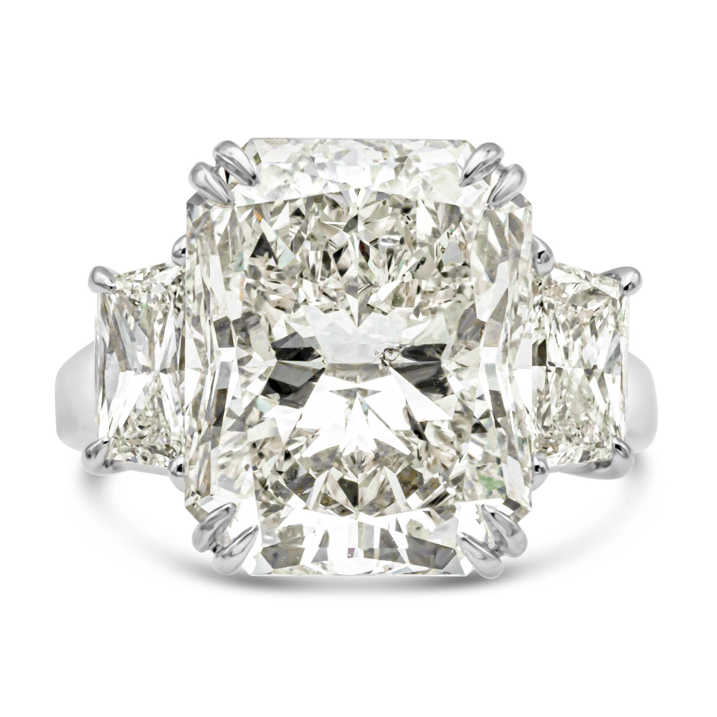 GIA Certified 10.44 Carats Radiant Cut Diamond Three Stone Engagement ...