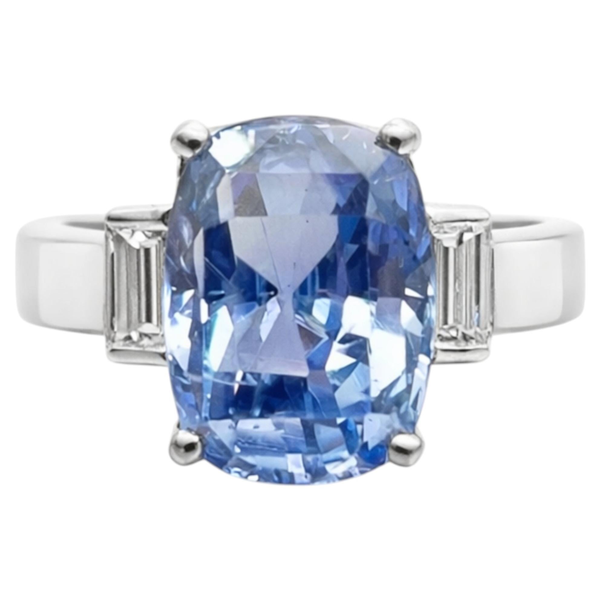 GIA Certified 5.03 Carat Unheated Sri Lanka Blue Sapphire Diamond Ring ...