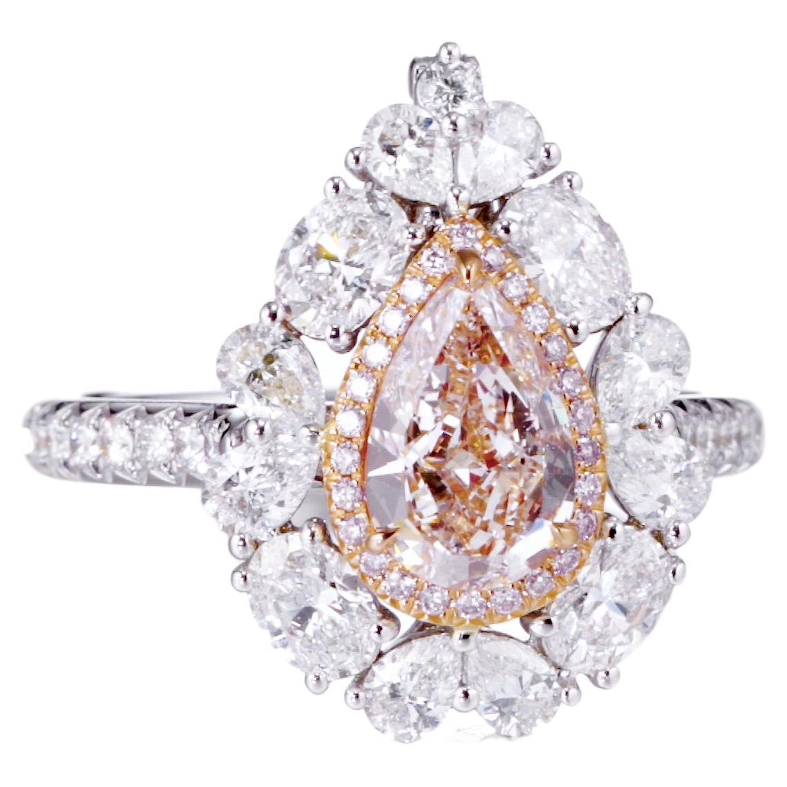 GIA Certified, 2.15ct Natural Fancy Pinkish Brown Cushion cut diamond ring 18KT. For Sale at 1stDibs