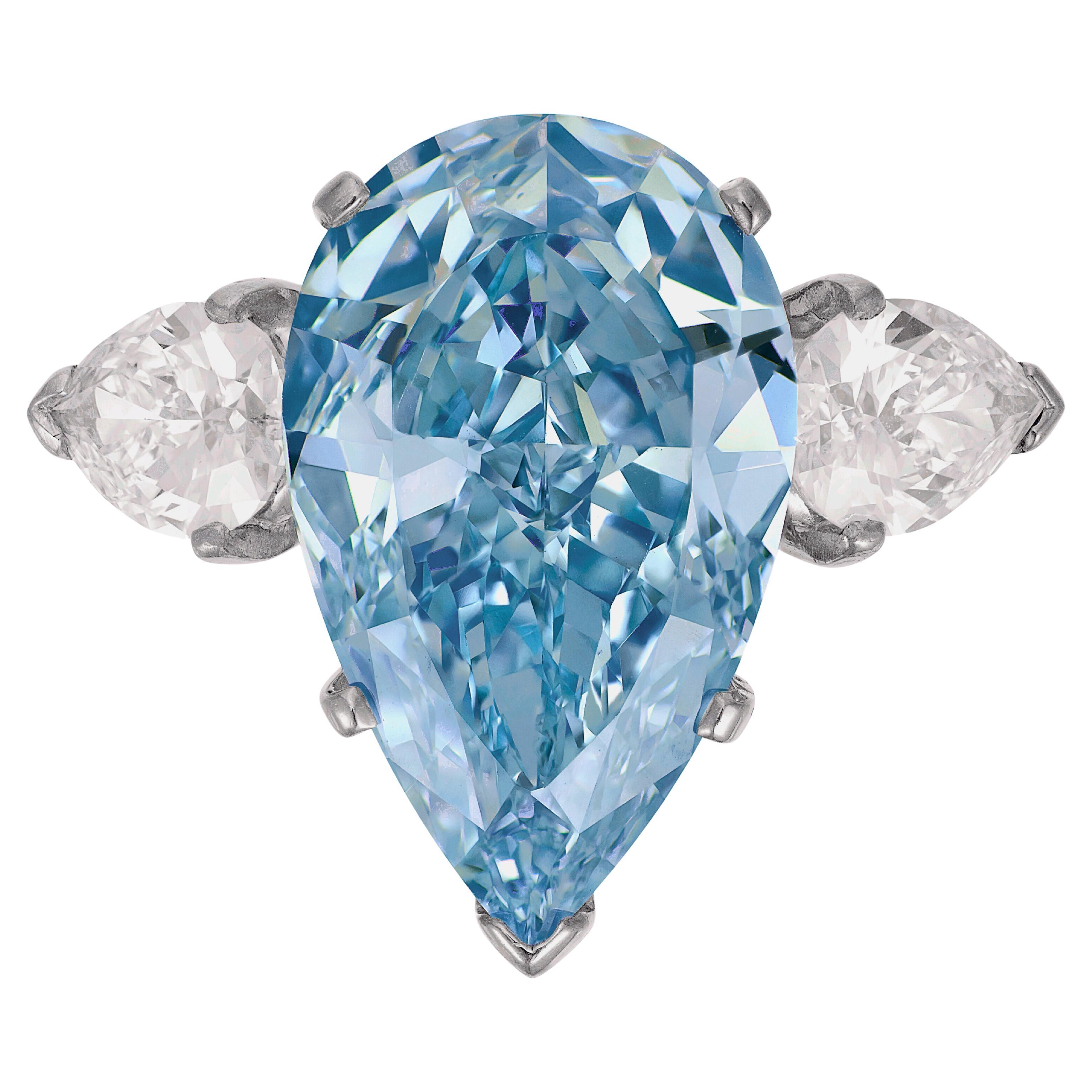 GIA Certified 1.09 Carat Flawless Fancy Blue Diamond Engagement Ring ...