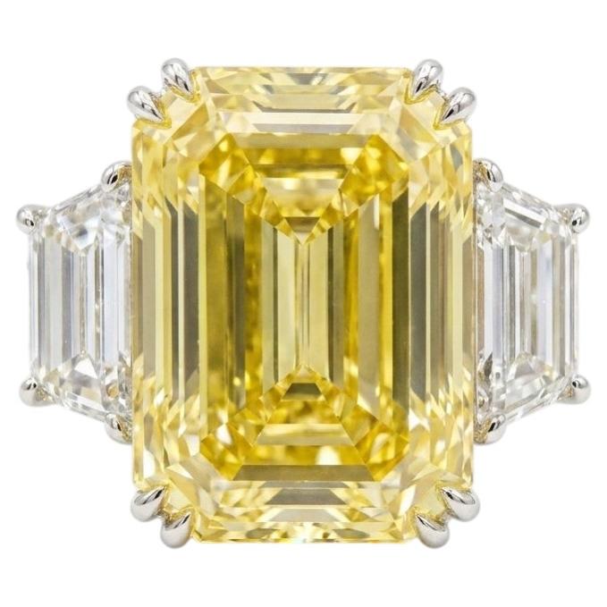 GIA Certified 7.60 Carat Fancy Yellow Internally Flawless Step Cut ...
