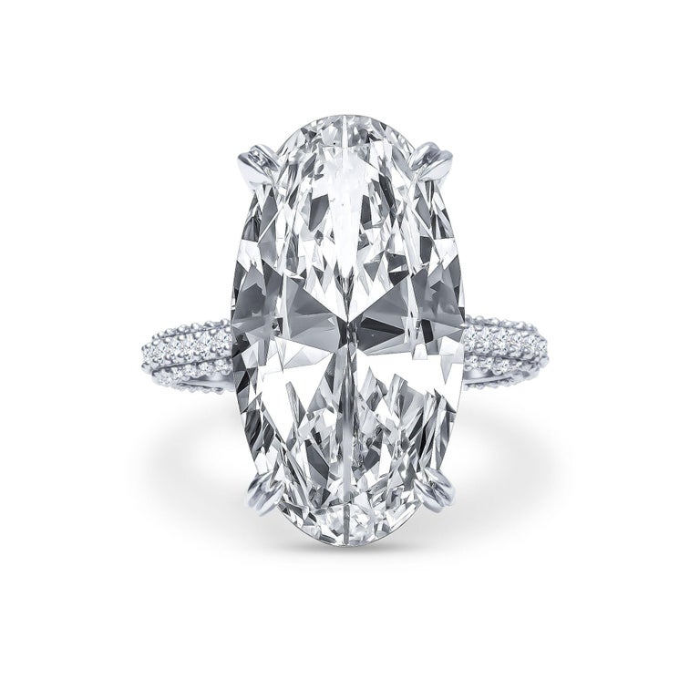 GIA Certified 11.26 Carat Oval Shaped Diamond Platinum Engagement Ring ...