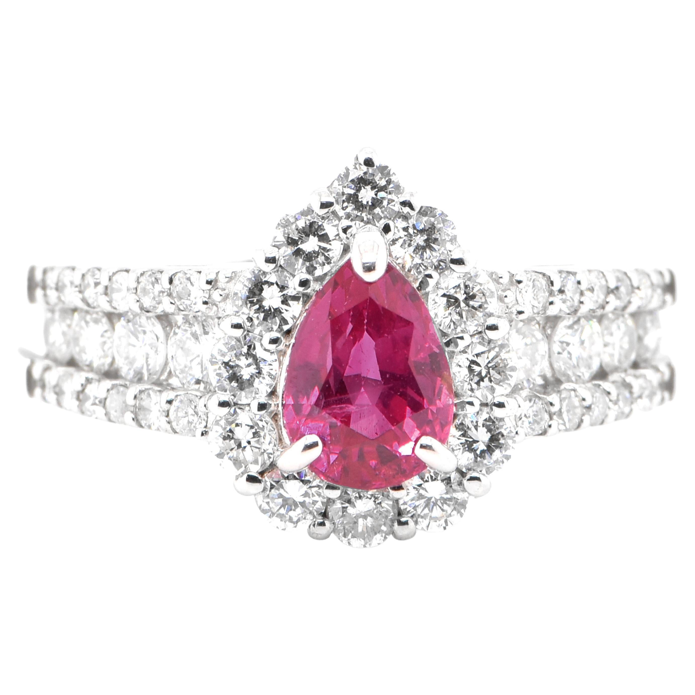 Natural 3 Carat Burma Ruby Diamond Platinum Ring at 1stDibs