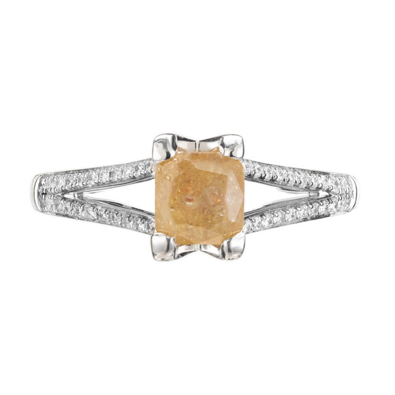 GIA Certified 1.17 Carat Yellow Square Diamond White Gold Engagement ...