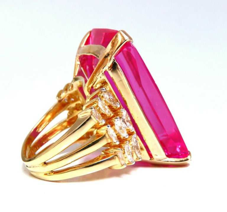GIA Certified 117.45 Carat Lab Hot Pink Sapphire Diamonds Ring 14 Karat ...