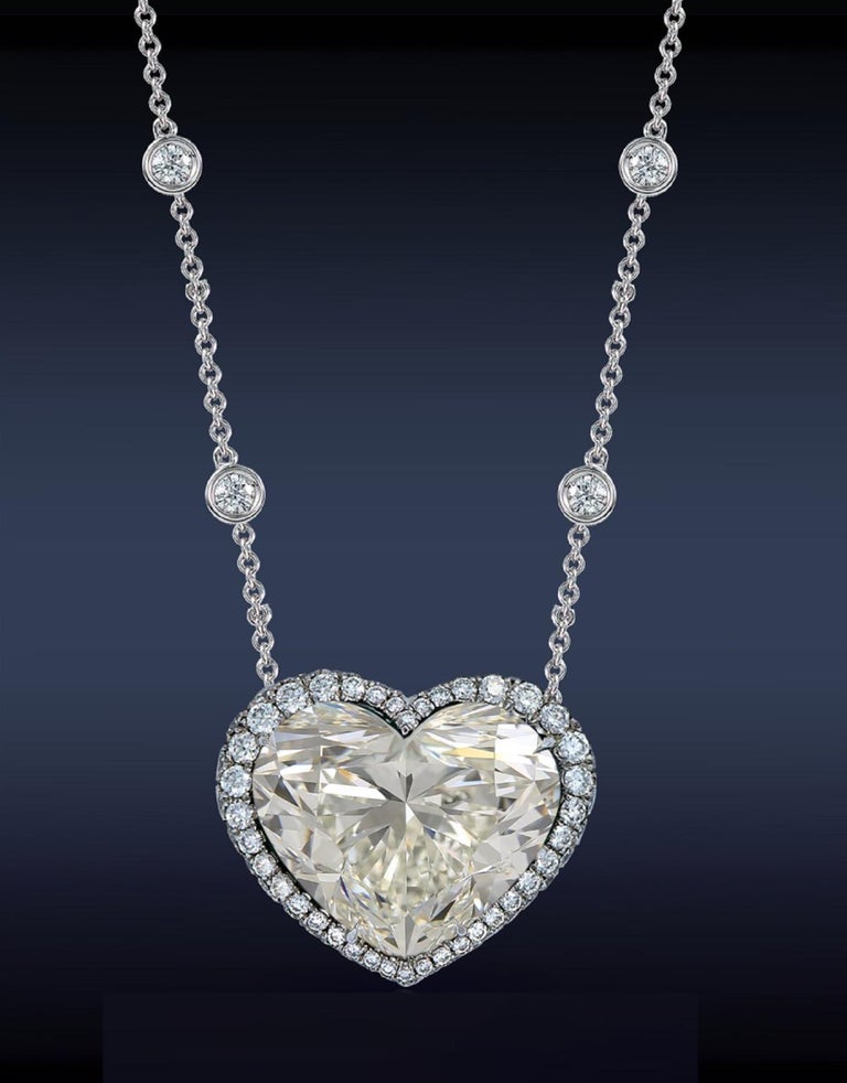 GIA Certified 12 Carat Heart Shape Diamond Pendant Platinum Necklace ...