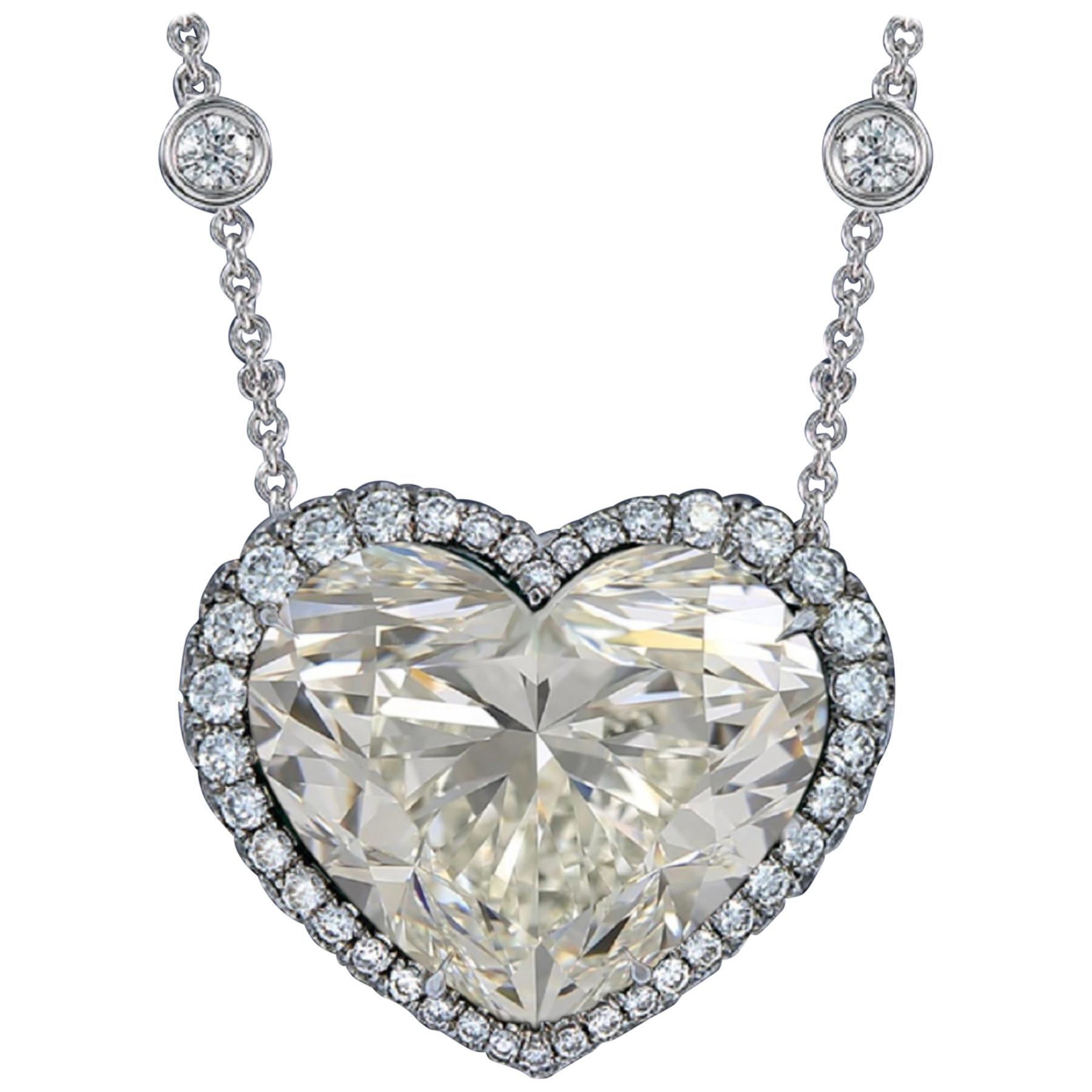 GIA Certified 12 Carat Heart Shape Diamond Pendant Platinum Necklace ...