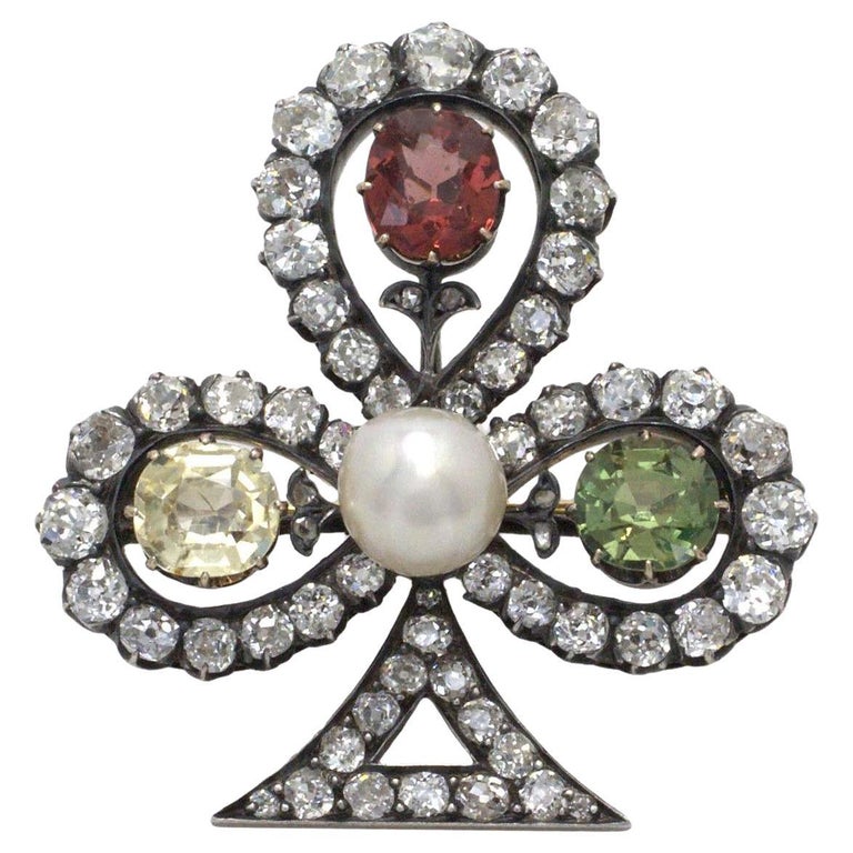 GIA Certified 12 Carat Gemstone Club Brooch Antique Imperial Russian ...