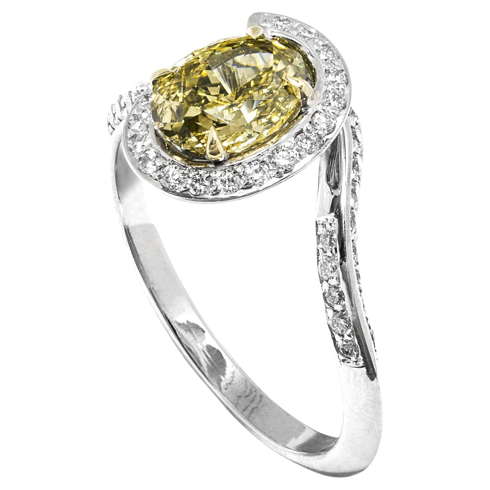 GIA Certified 1.15 Carat Fancy Deep Brownish Greenish Yellow Diamond ...
