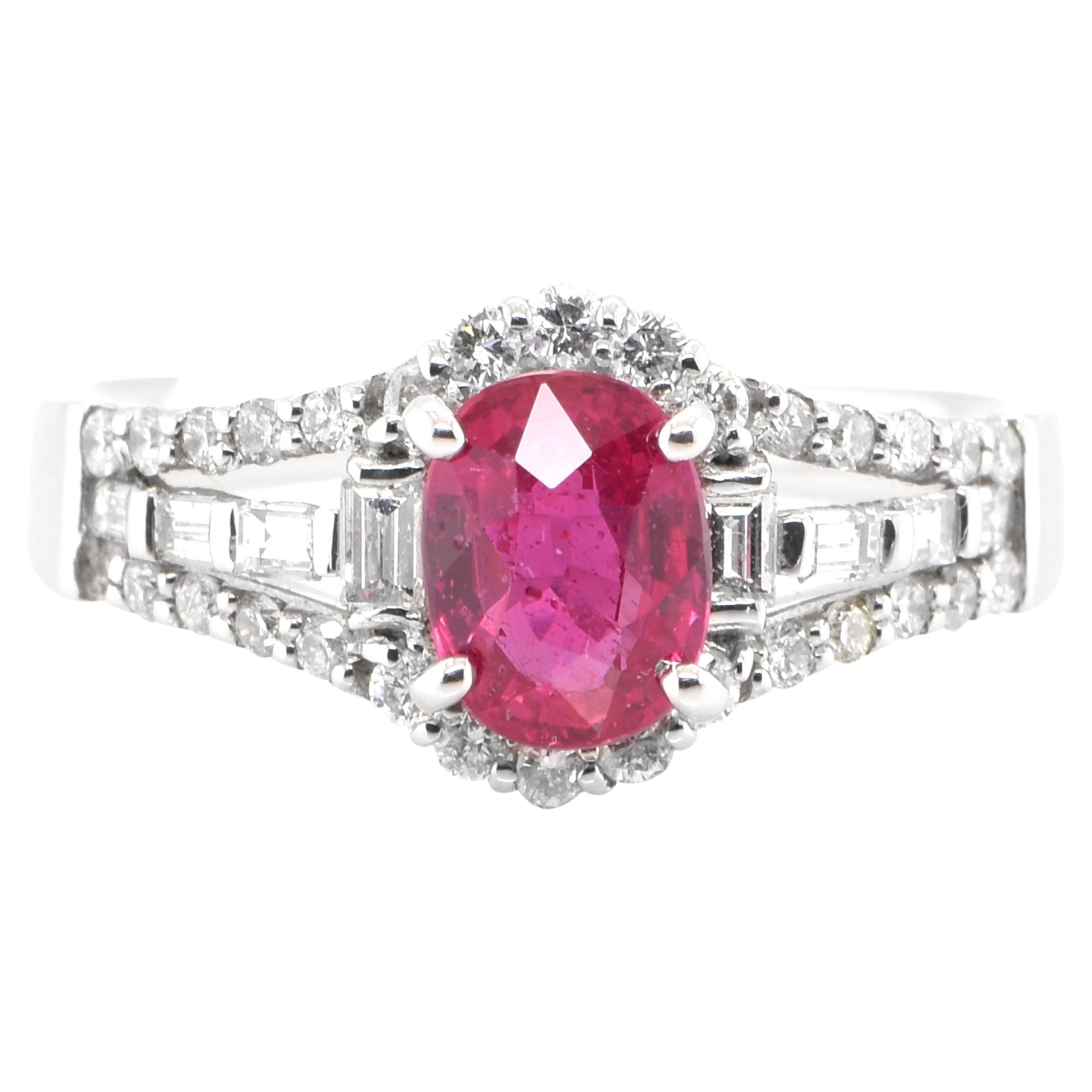 Certified 13.52 Carat Natural Untreated Ruby and Diamond Platinum Ring ...