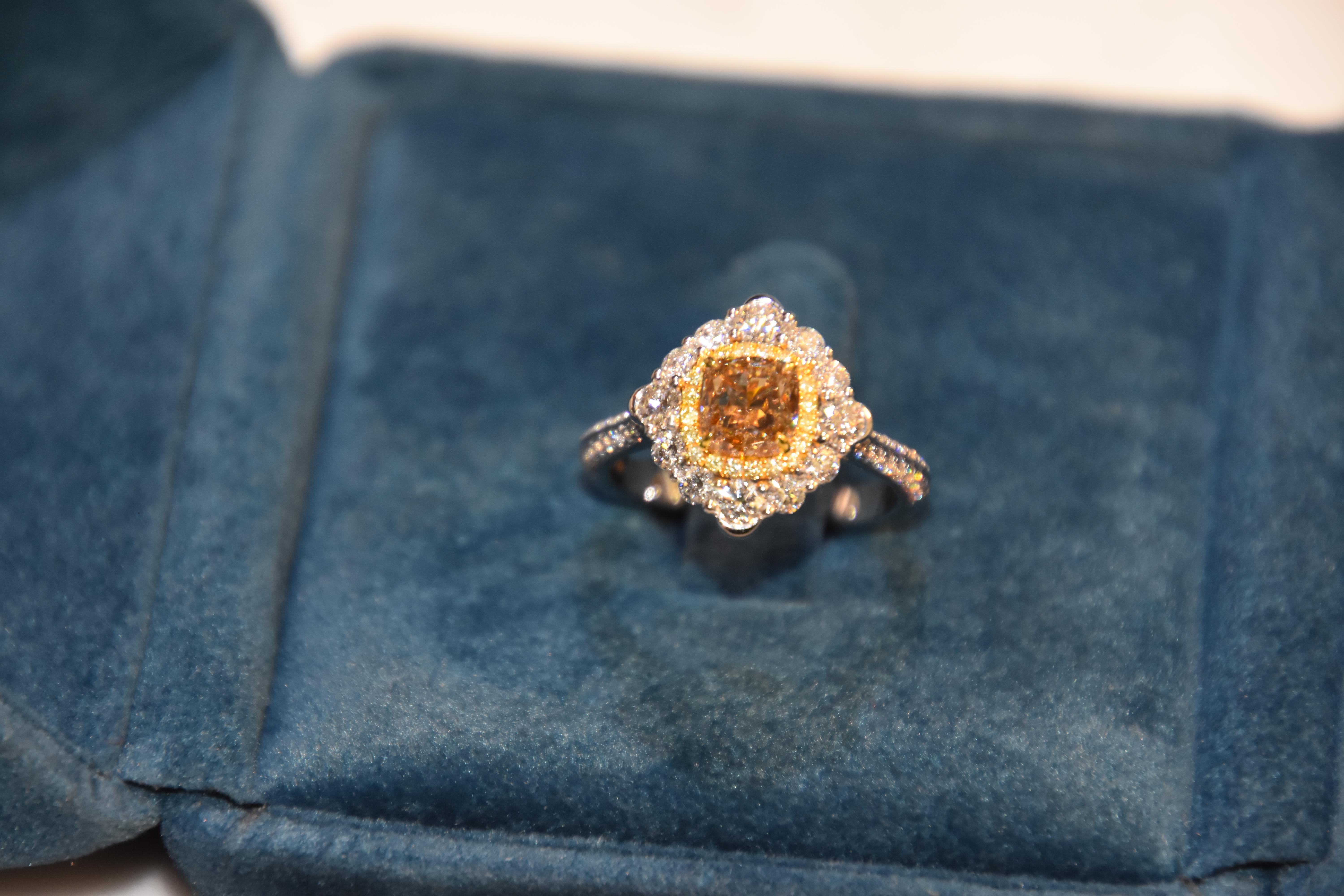 KAHN GIA Certified 1.25 Carat Light Brown Diamond Ring For Sale at ...