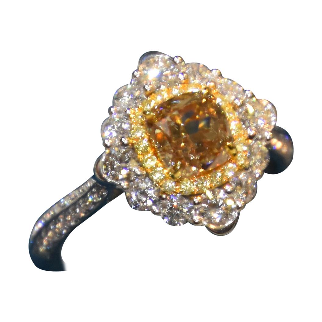 KAHN GIA Certified 1.25 Carat Light Brown Diamond Ring For Sale at ...