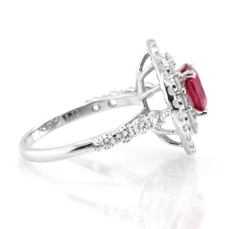 GIA Certified 1.28 Carat Siam Ruby and Diamond Ring Set in Platinum For ...