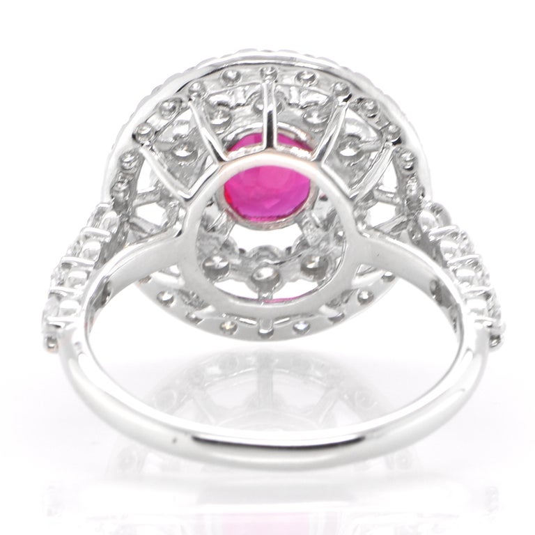 GIA Certified 1.28 Carat Siam Ruby and Diamond Ring Set in Platinum For ...