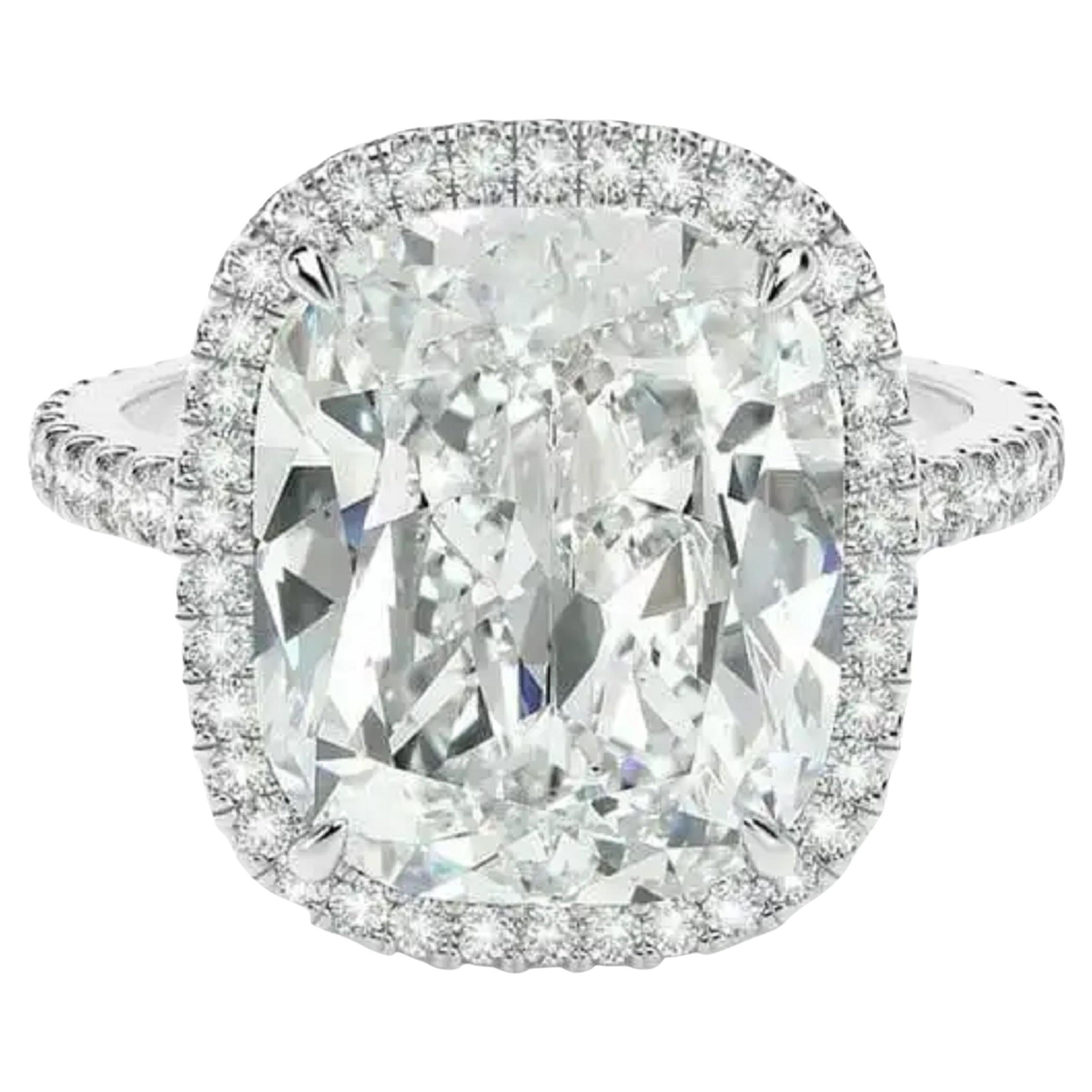 GIA Certified 2 Carat Cushion Long Diamond Ring Pave Ring For Sale at ...