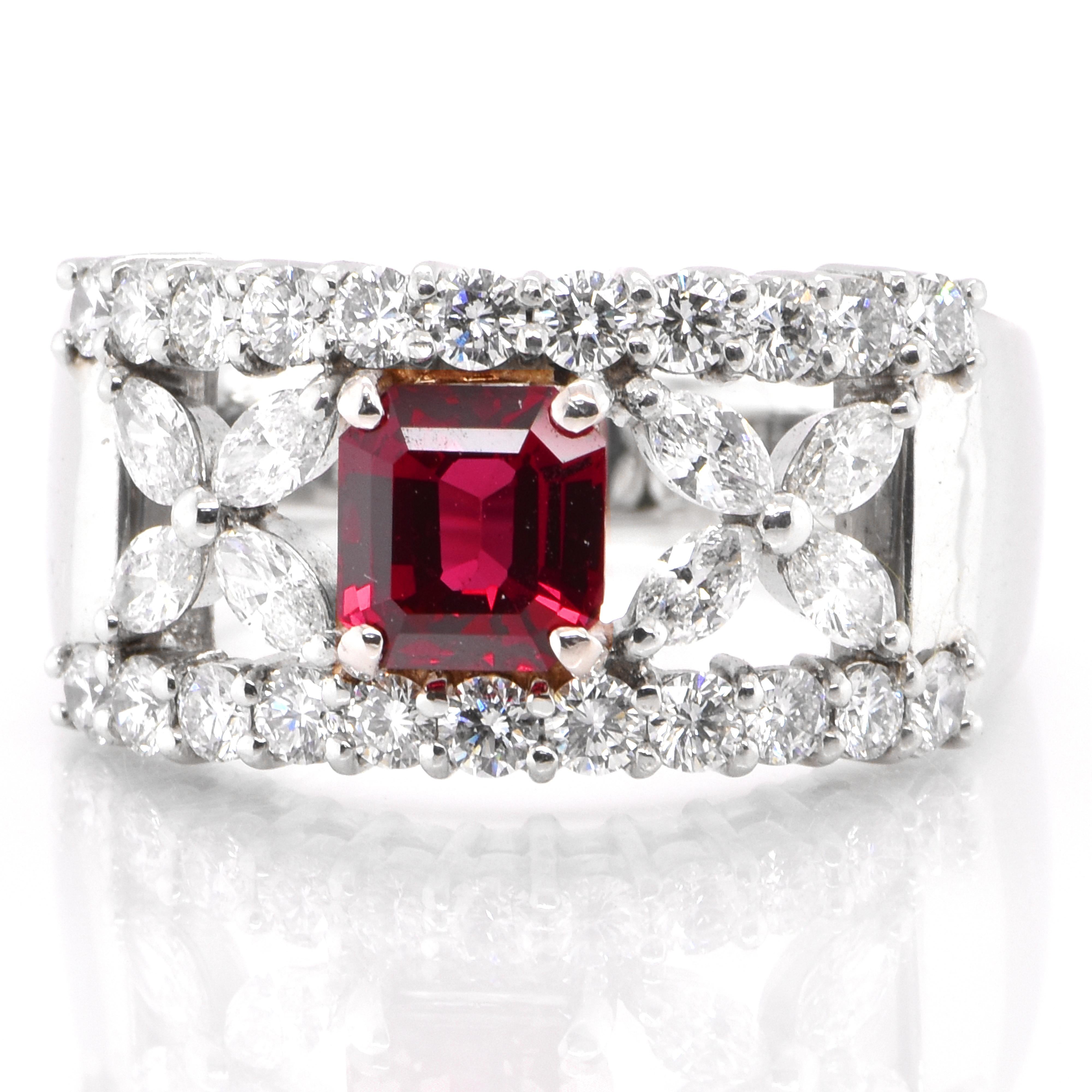GIA Certified 1.32 Carat Natural Siam, Untreated Ruby Ring Set in ...