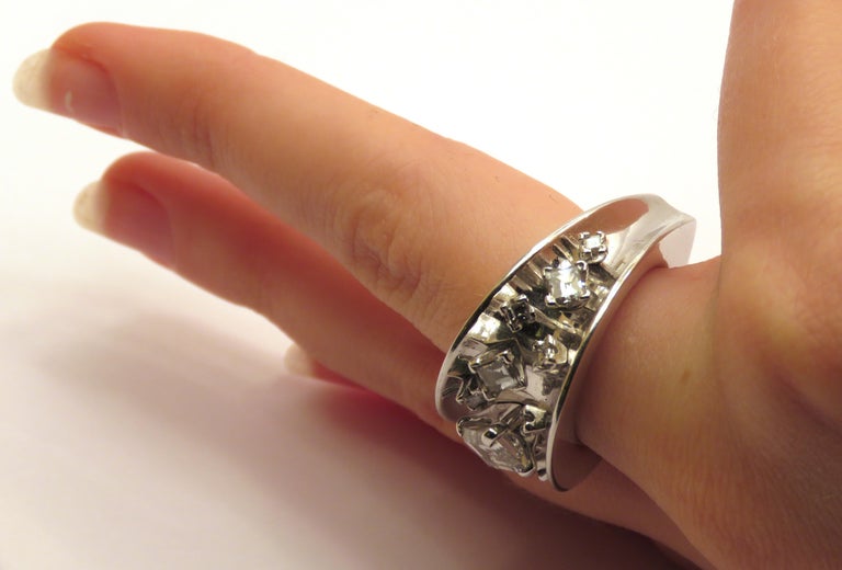 GIA Certified 1.36 Carat Diamonds 18K White Gold Cocktail Ring Made in ...