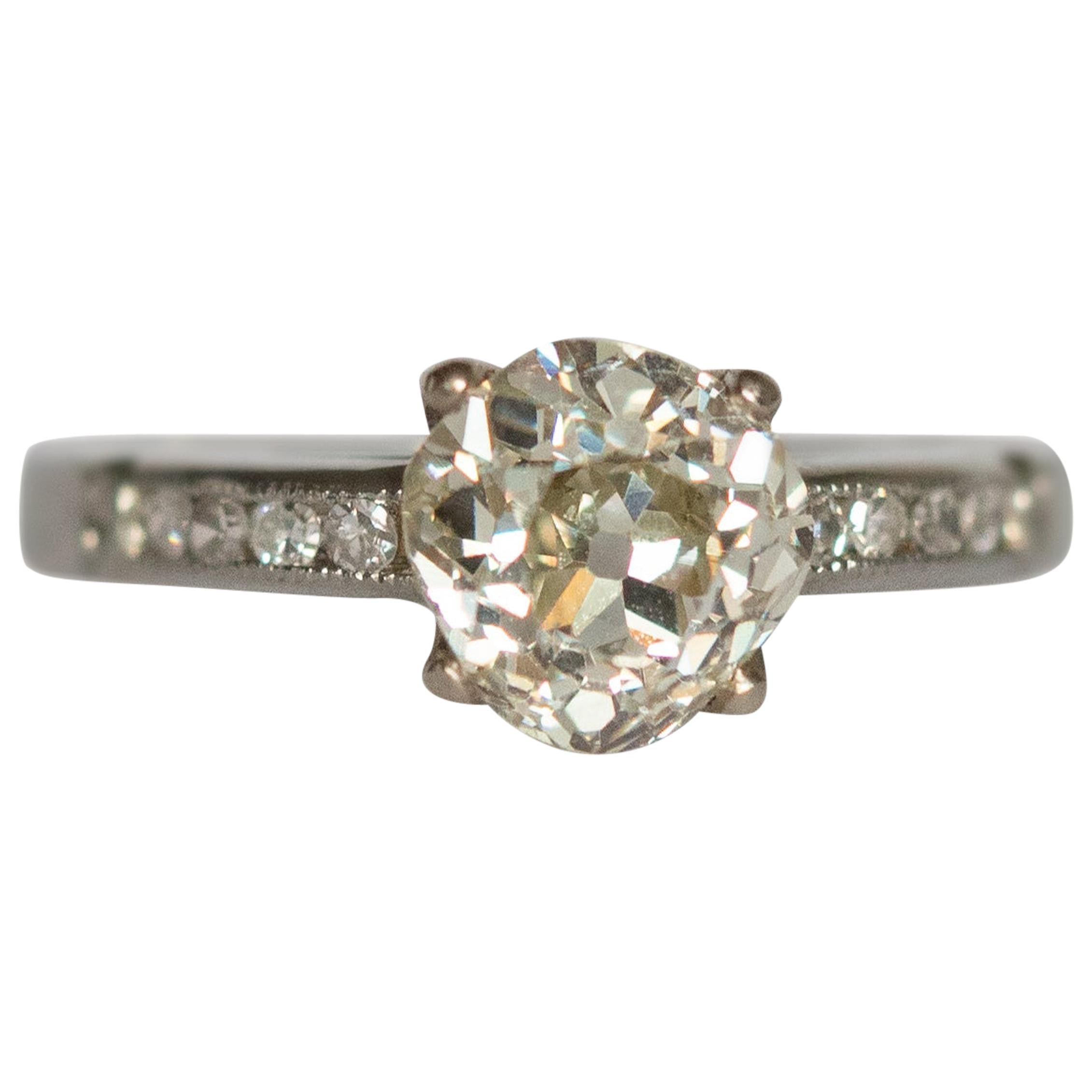 1.37 Carat Oval Diamond 3-Stone White Gold Engagement Ring at 1stDibs ...