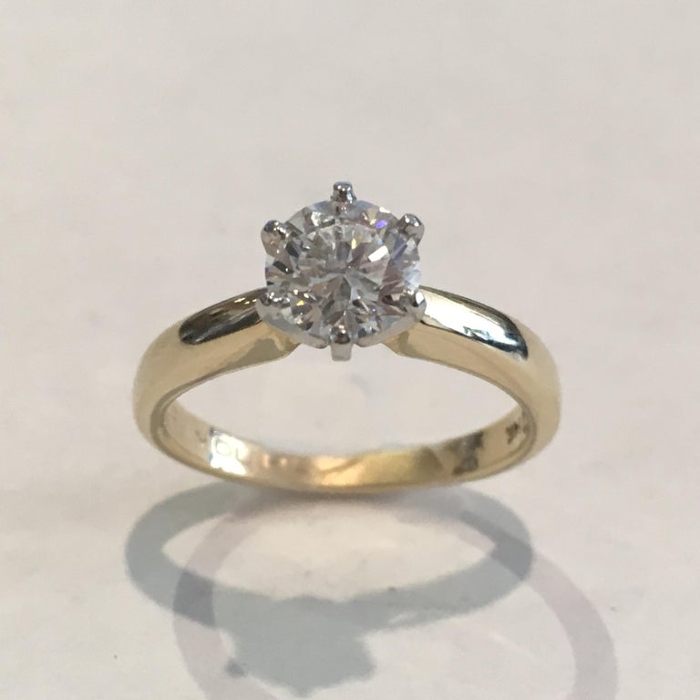 Gia Certified 14 Karat Yellow Gold Diamond Solitaire Engagement Ring