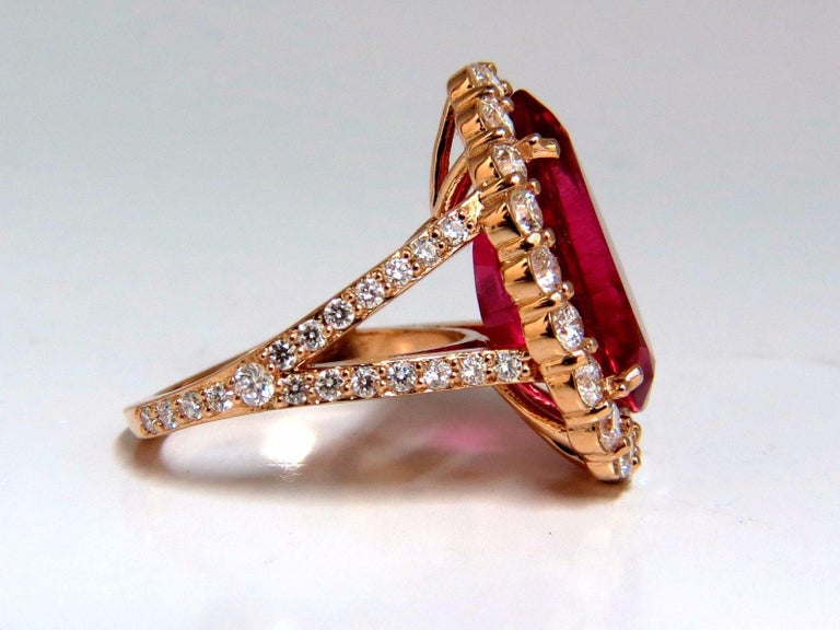 GIA Certified 14.15ct natural red tourmaline diamonds ring 18kt ...