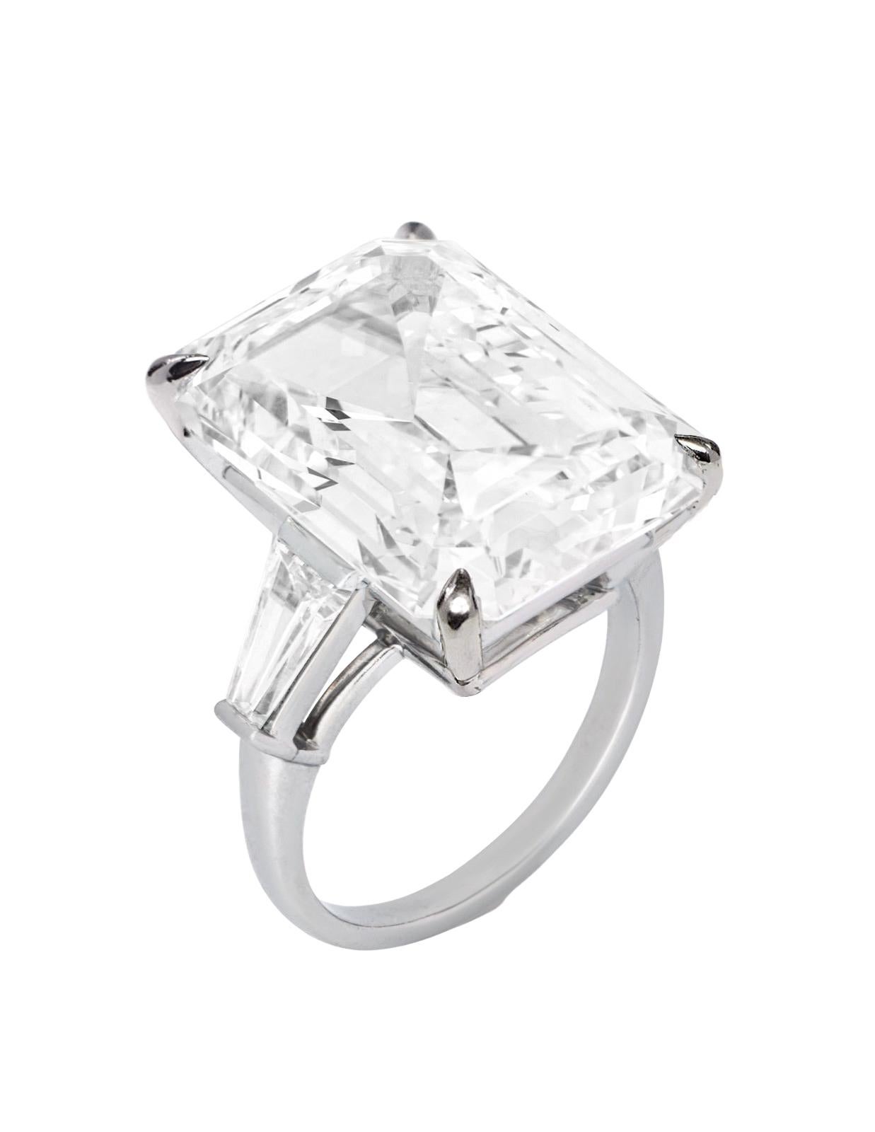 GIA Certified 15 Carat Emerald Cut Diamond Platinum Ring D FLAWLESS For ...