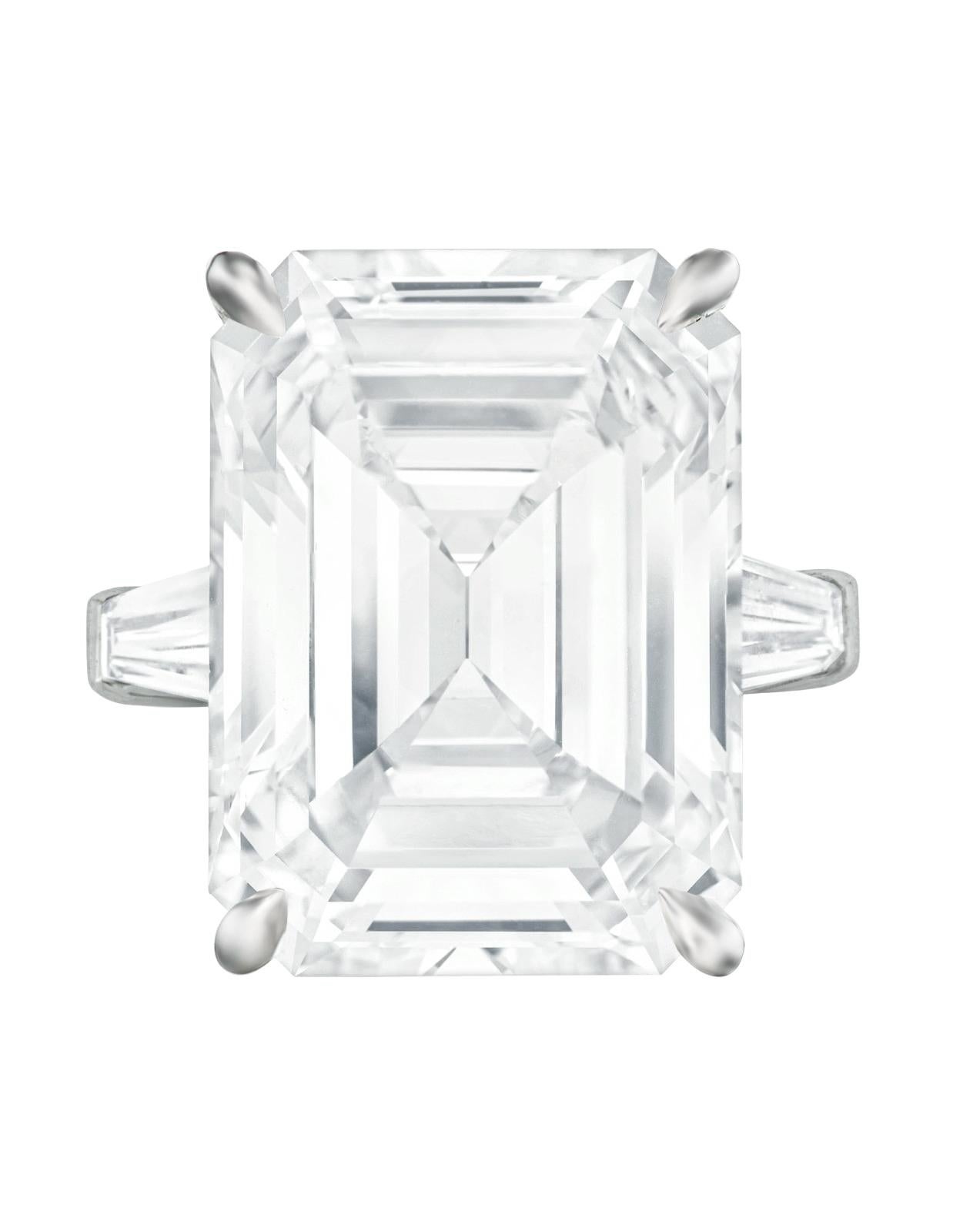 GIA Certified 15 Carat Emerald Cut Diamond Platinum Ring D FLAWLESS For ...