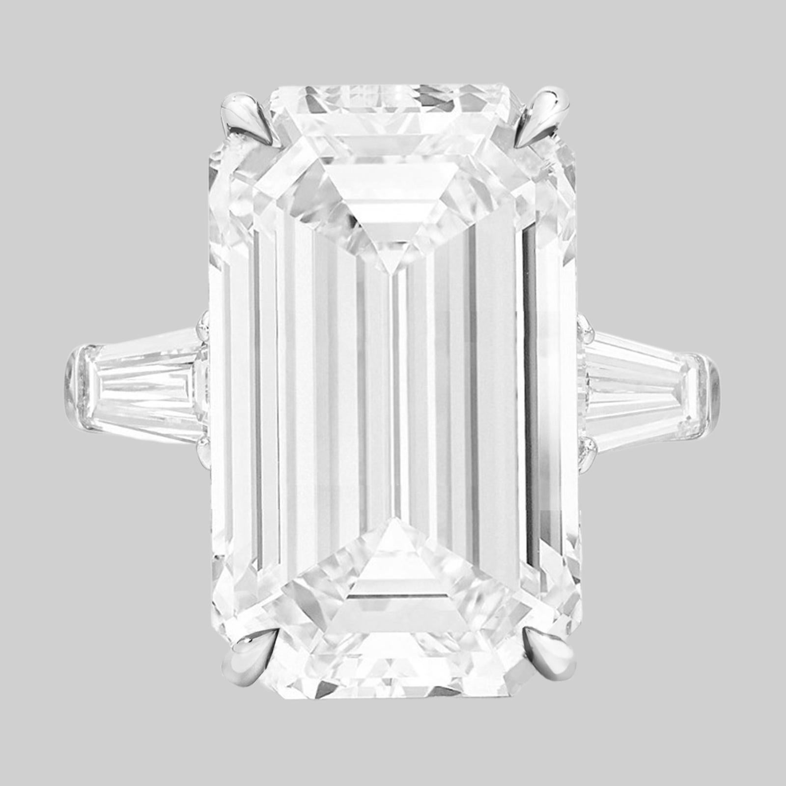 GIA Certified 15 Carat Emerald Cut Diamond Platinum Ring Type 2a ...