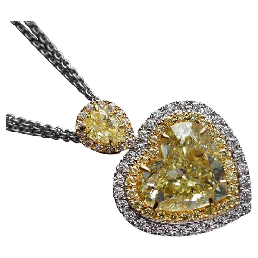 GIA Certified 15 Carat Heart Diamond Fancy Light Yellow 100% Eye Clean ...