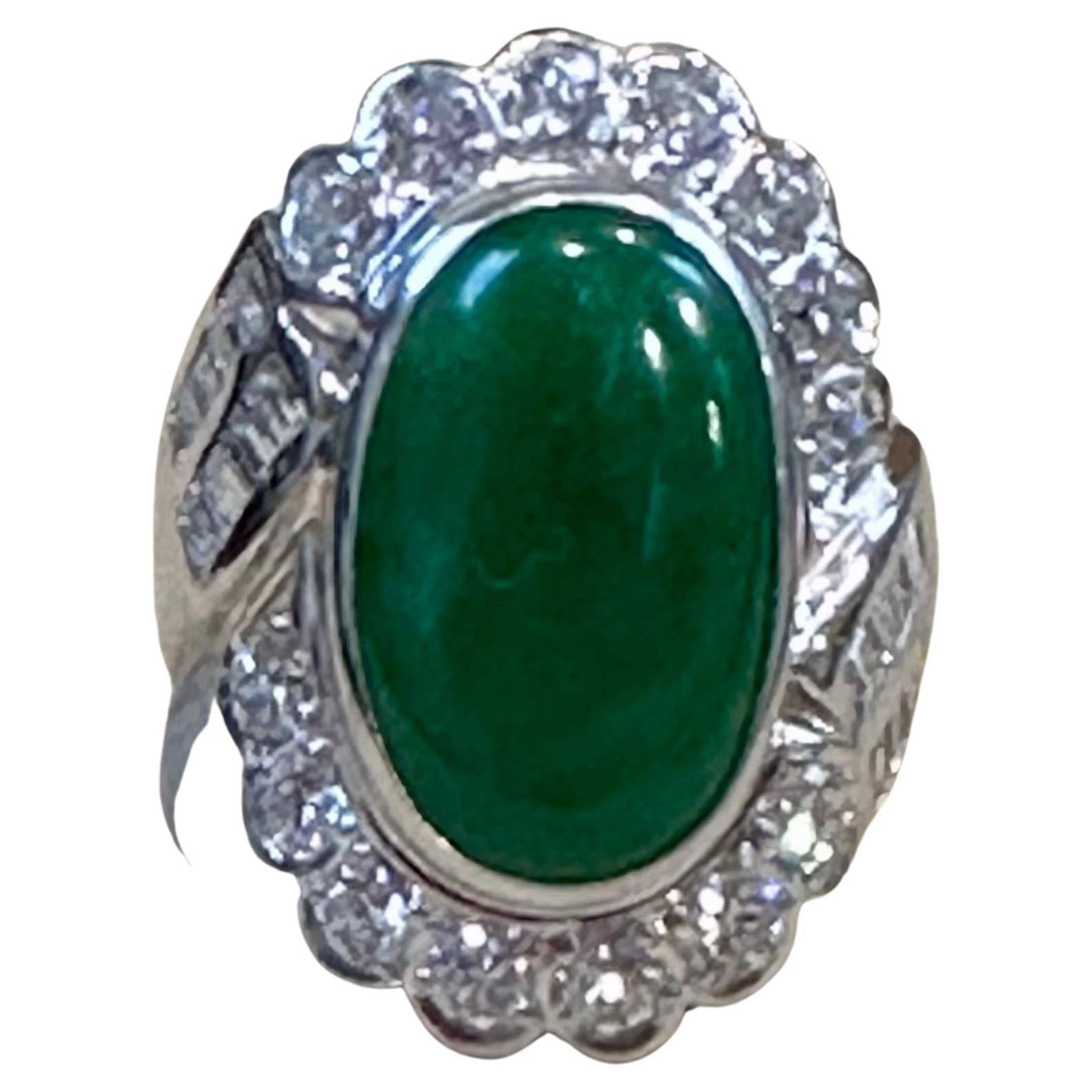 GIA Certified 15 Ct Jadeite Jade &2 Ct Diamond Cocktail Ring Platinum ...