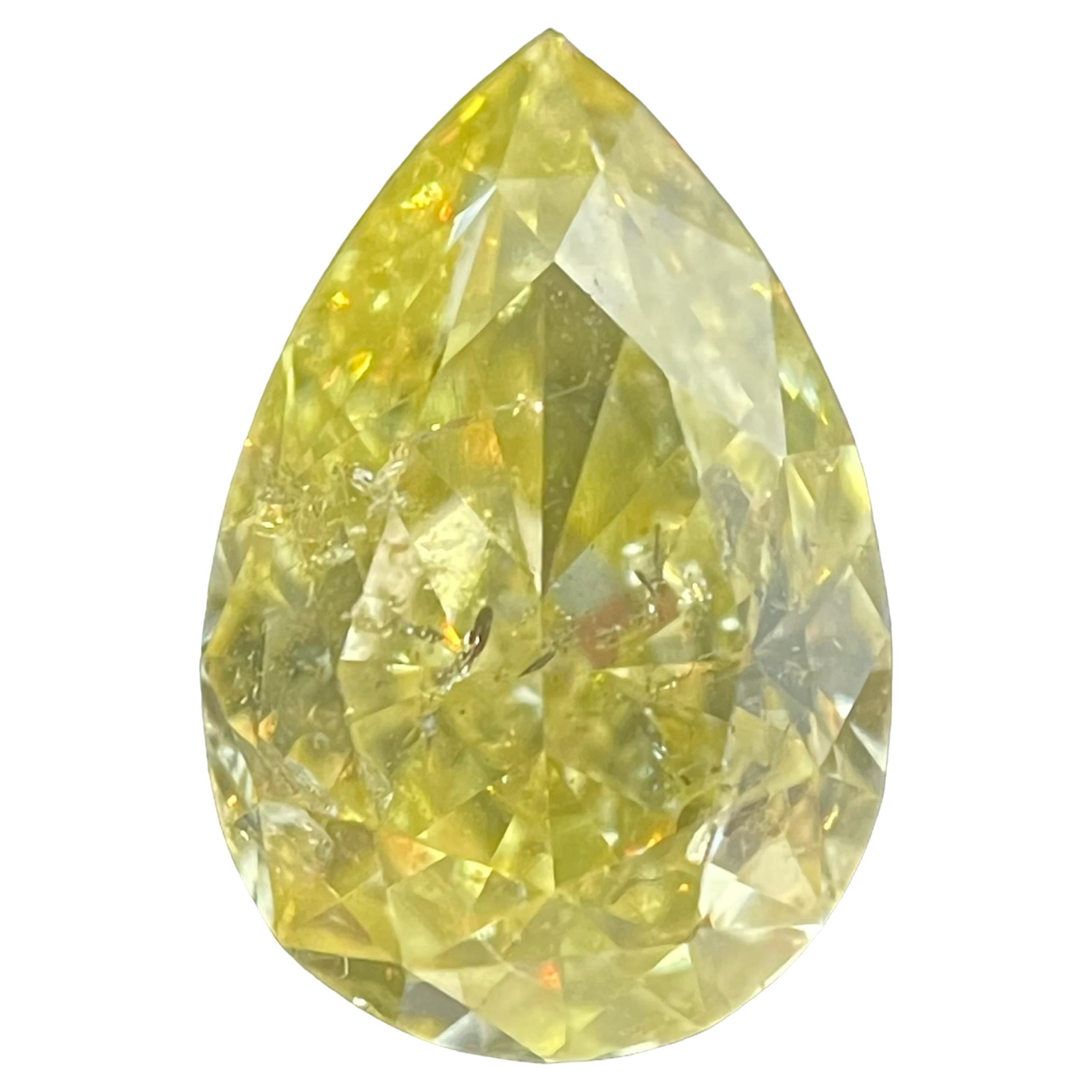 GIA Certified 1.69 Carat Oval Brilliant Fancy Intense Yellow I1 Natural ...