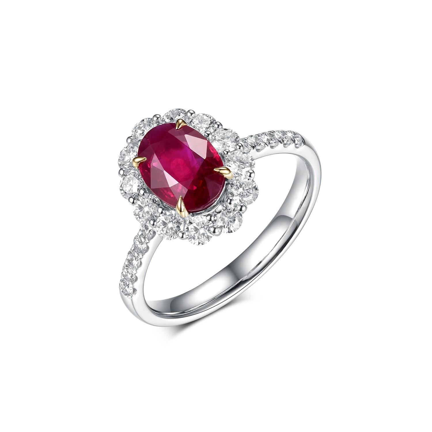 GIA Certified 1.54 Carat Pigeons Blood Ruby Diamond Rings in 18 Karat ...