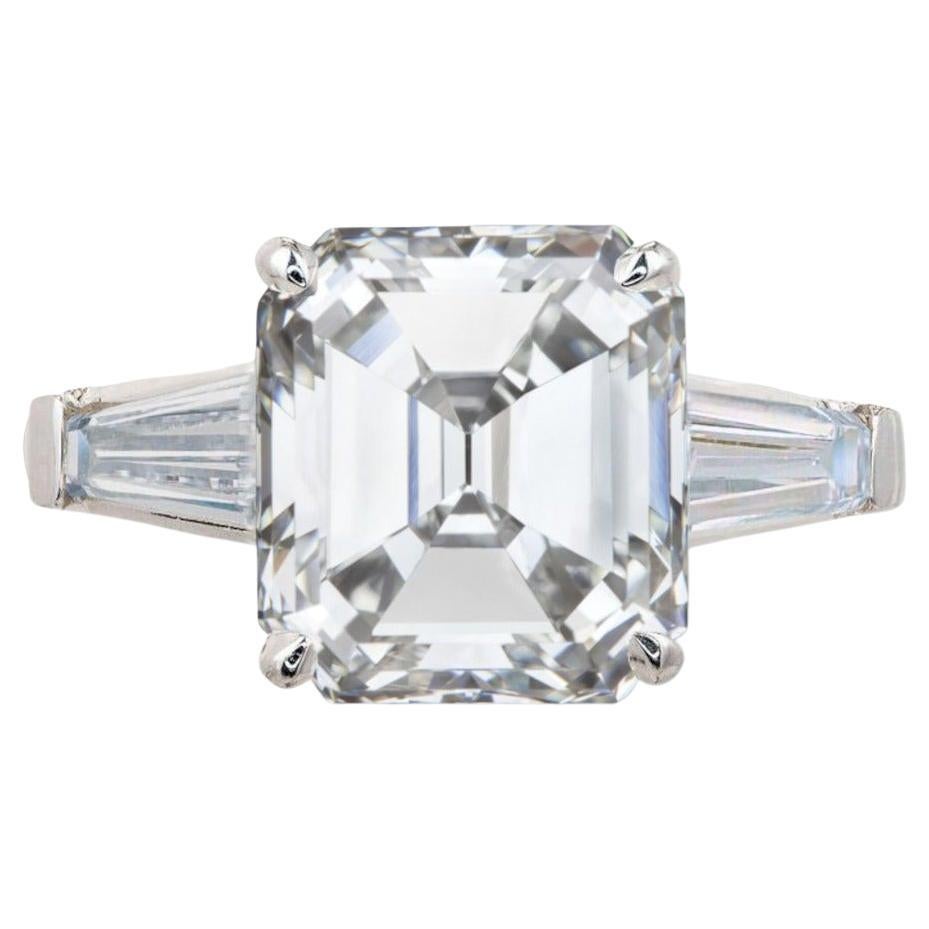 Vintage 5.32 Carat Asscher Cut Diamond Ring at 1stDibs