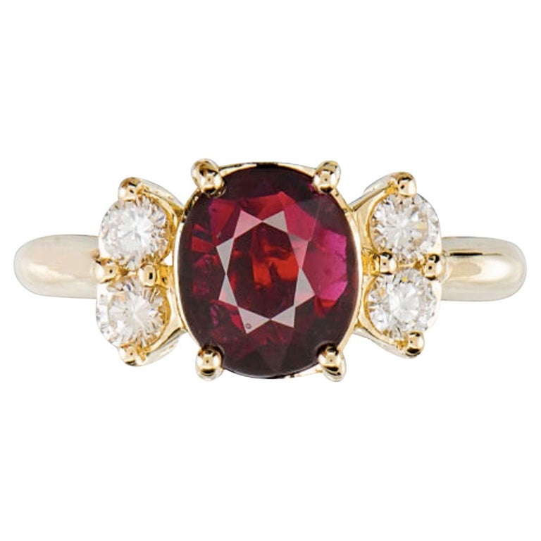 GIA Certified 1.5ct Natural No Heat Ruby 18K Yellow Gold Ring For Sale ...
