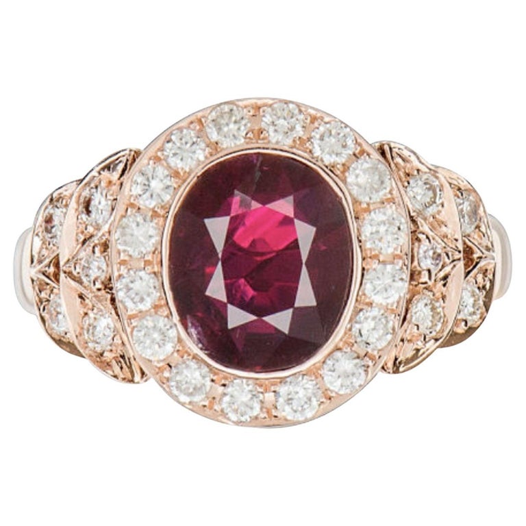 GIA Certified 1.5ct Natural Ruby No Heat 14K Rose Gold Ring For Sale at ...