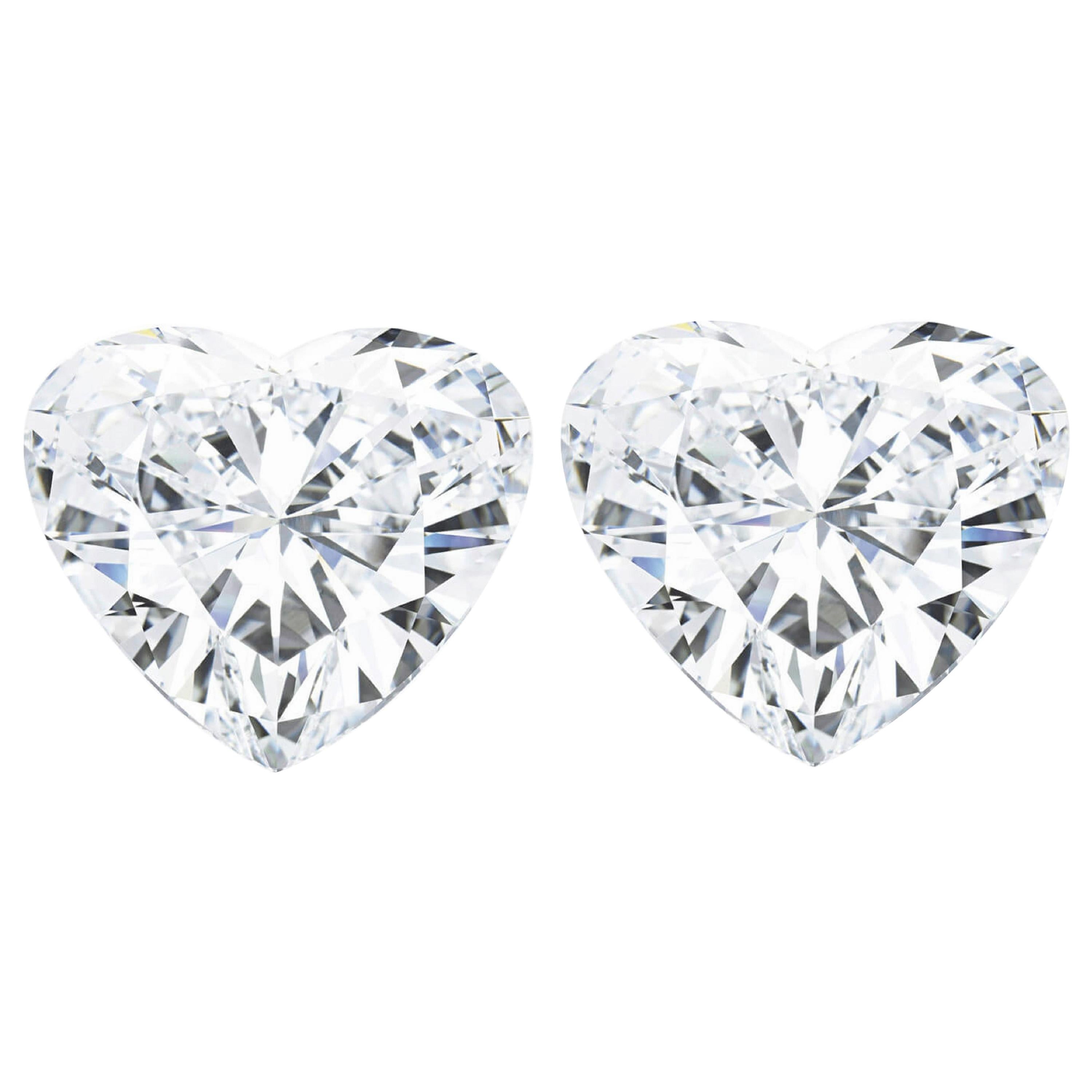 GIA Certified 6.28 Carats Heart Shape Diamond Stud Earrings at 1stDibs