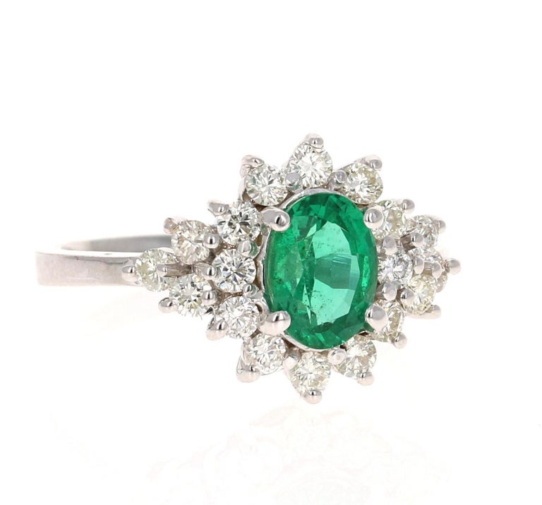 GIA Certified 1.81 Carat Emerald Diamond 14 Karat White Gold Cluster ...