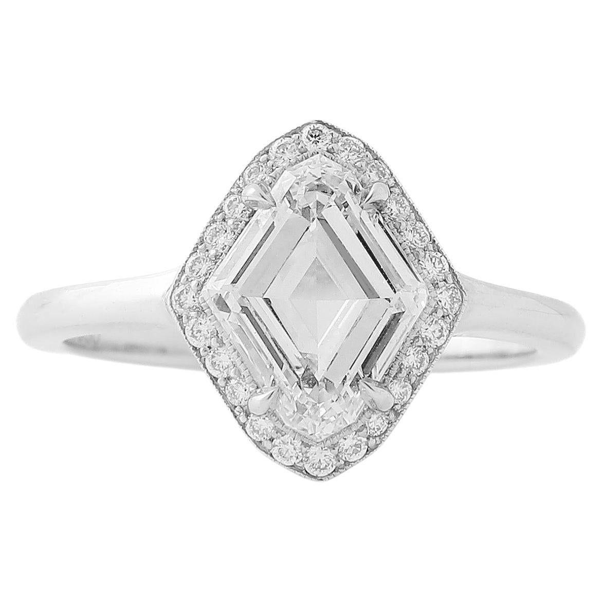 Handcrafted Wyler Lozenge Step Cut Diamond Ring by Single Stone For ...