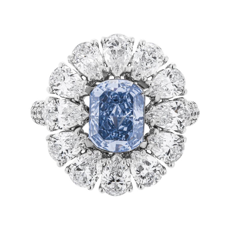 GIA Certified 1.82ct Fancy Vivid Blue Diamond Ring For Sale at 1stDibs