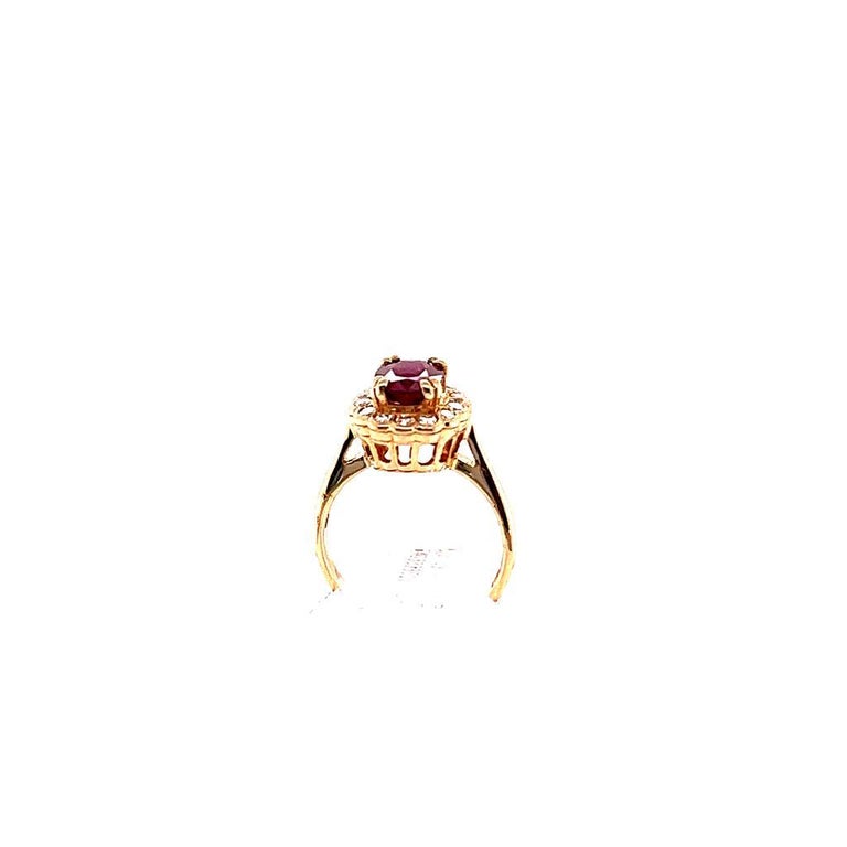 GIA Certified 1.85ct Natural No Heat Ruby 14K Yellow Gold Ring For Sale ...