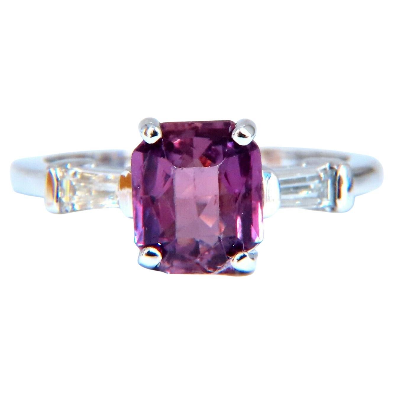 GIA Certified 3.37ct Natural Purple Pink Sapphire Diamonds Ring 18kt ...