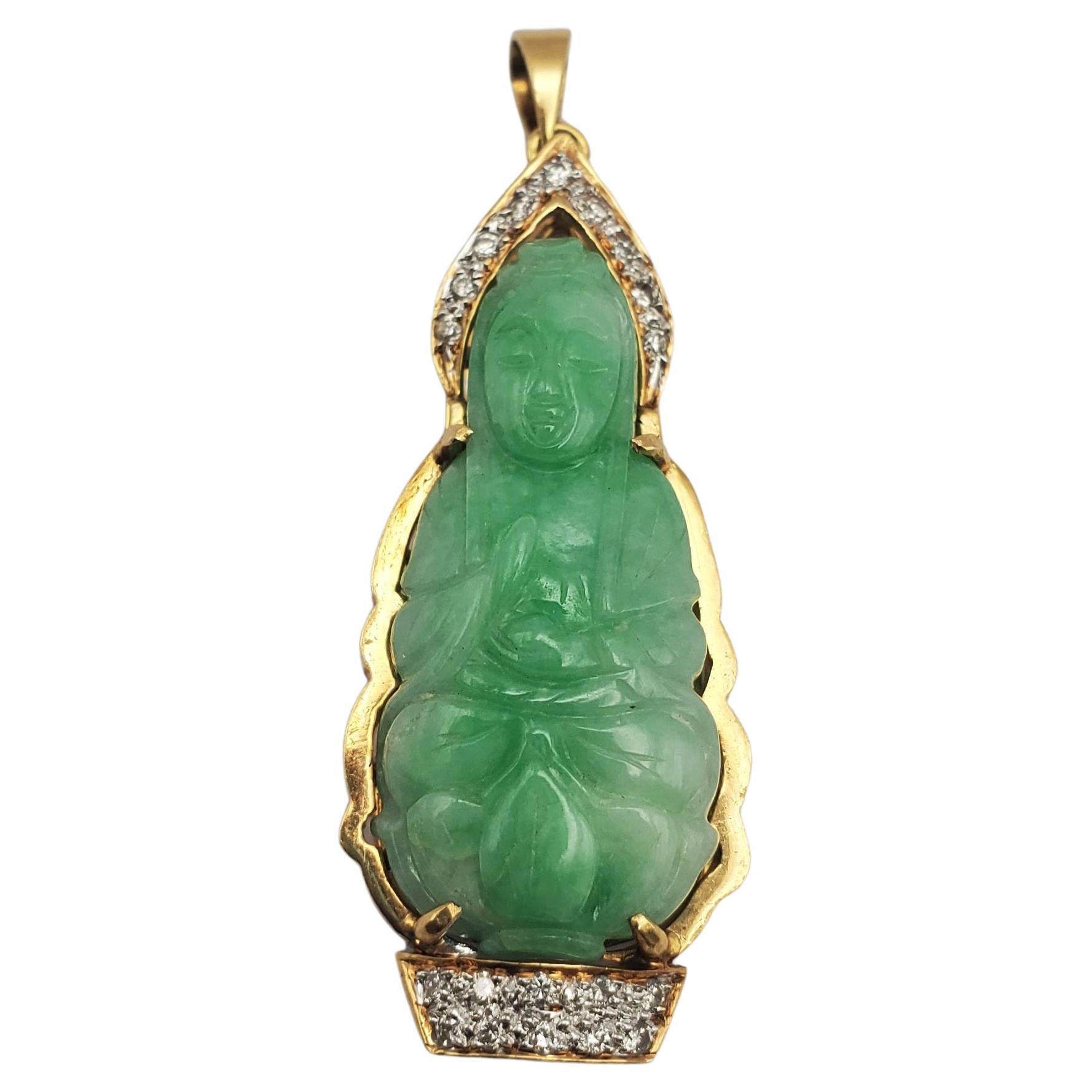 GIA Certified Jadeite Jade Guan Yin Pendant with Diamonds For Sale at ...
