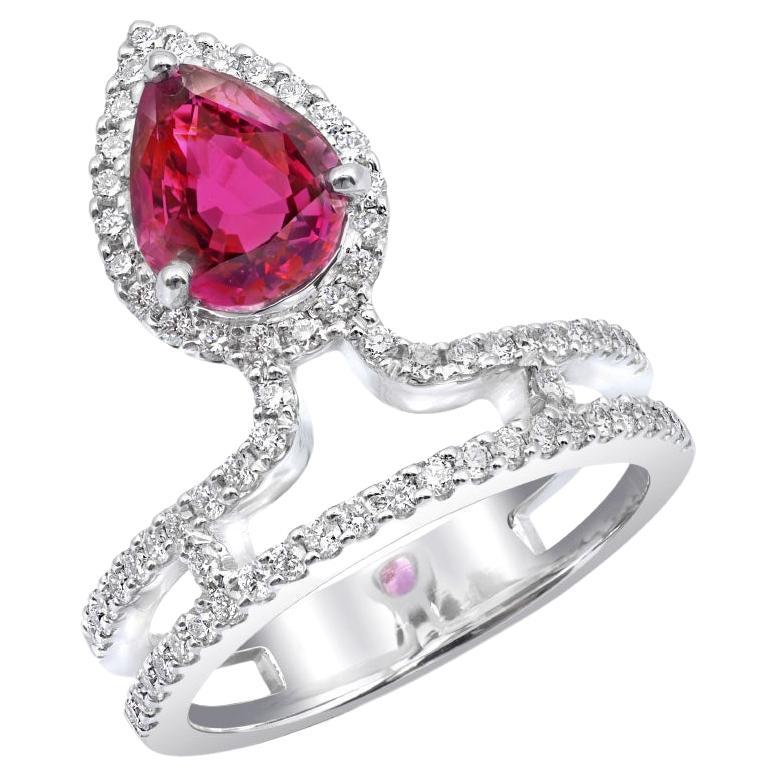 GIA Certified 3.00 Carat Natural Purple Star Ruby Diamond Gold Cocktail ...