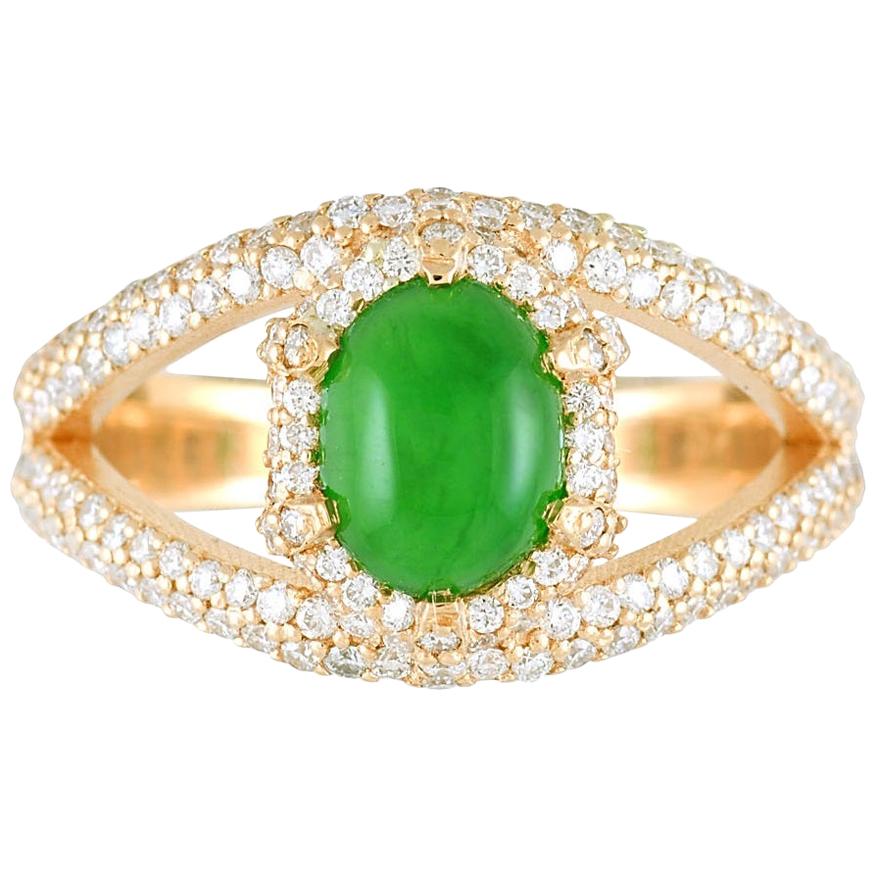 White Gold Jade Ring - 108 For Sale on 1stDibs