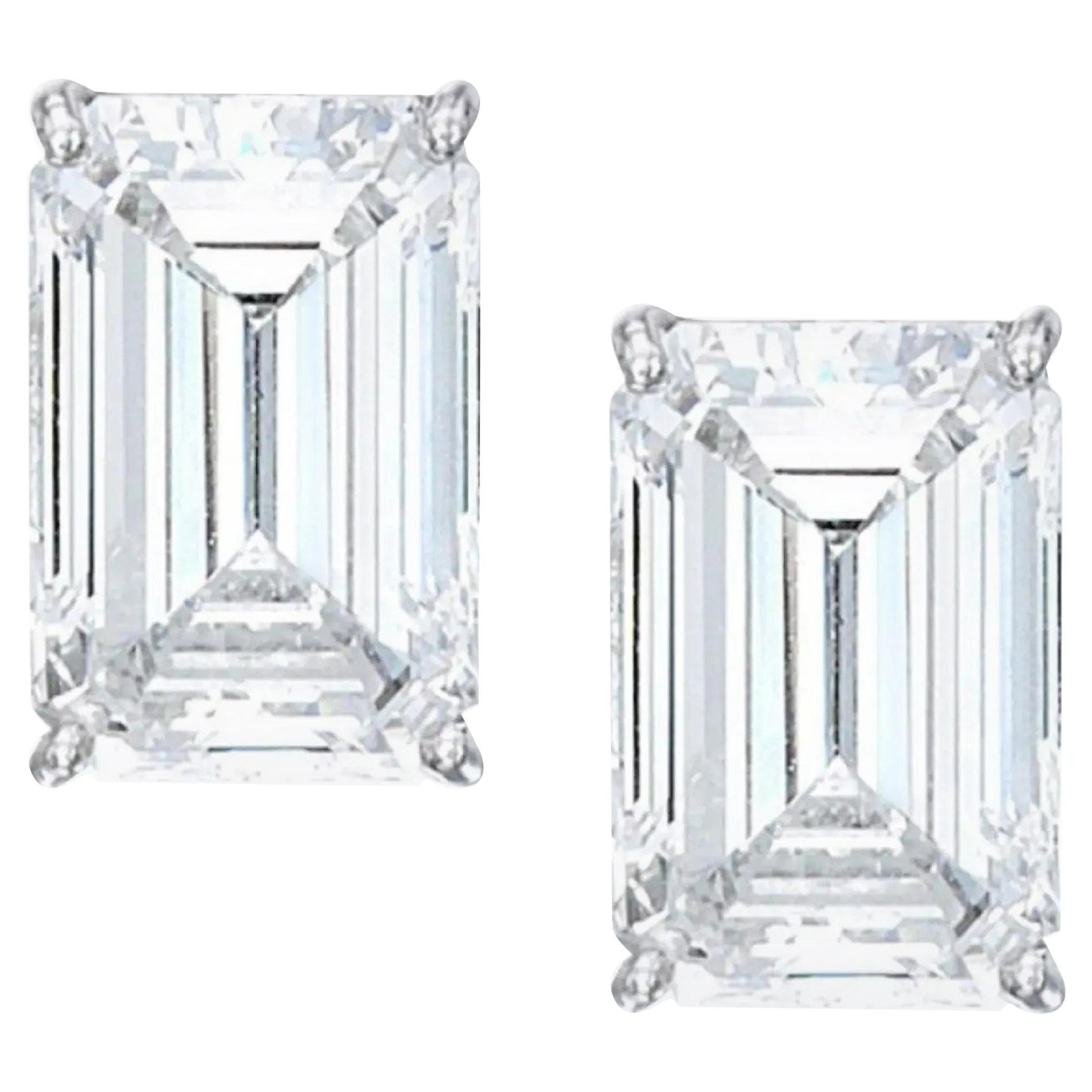 GIA Certified 2 Carat Emerald Cut Diamond Platinum Studs VVS EF Color ...