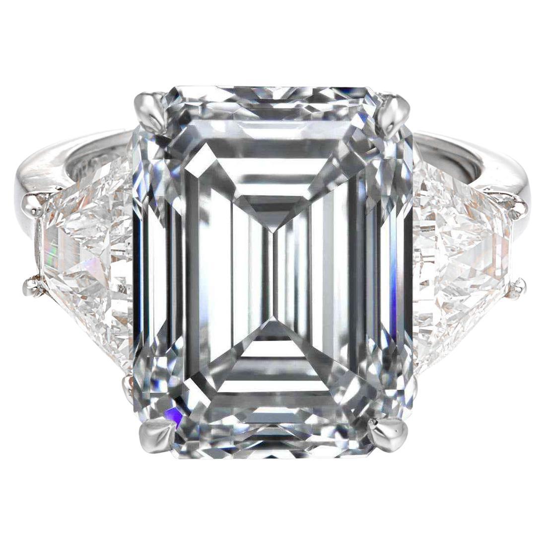 GIA Certified 5 Carat Emerald Cut Diamond Solitaire Ring For Sale at ...