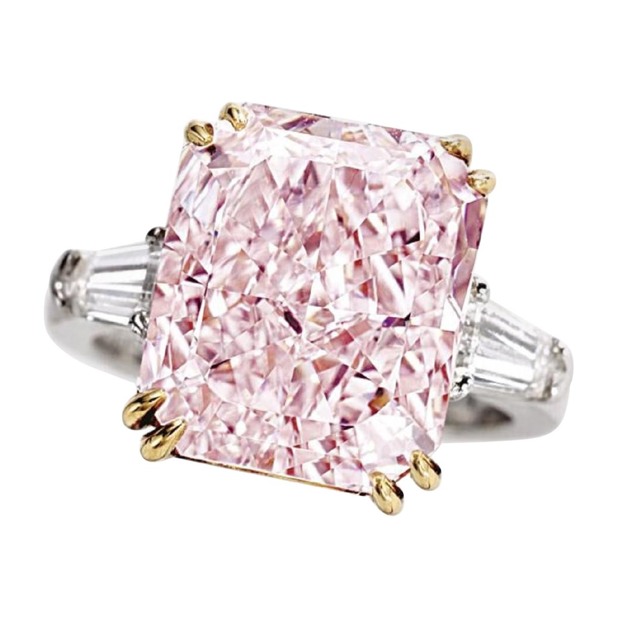 3.69 Carat GIA Certified Fancy Yellow Radiant Cut Diamond Platinum Ring ...