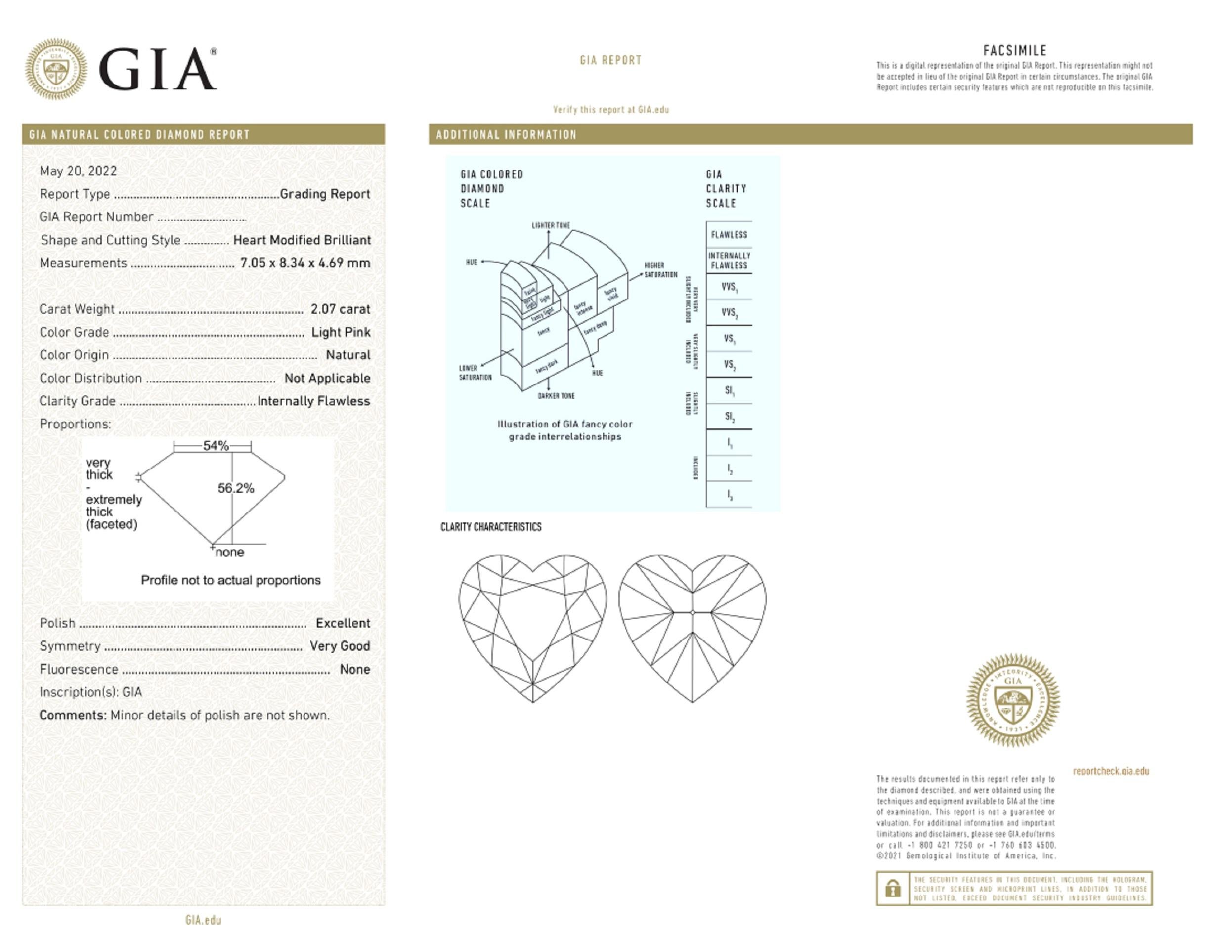 GIA Certified 2 Carat Heart Shape Fancy Light Pink Diamond Pendant ...