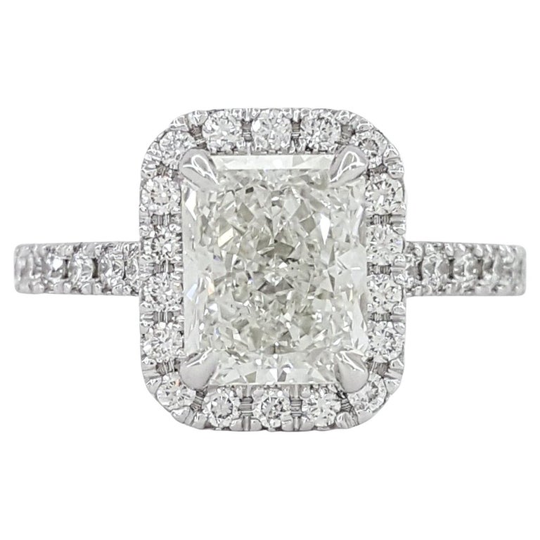 GIA Certified 2 Carat Long Radiant Cut Diamond Solitaire Platinum Ring ...